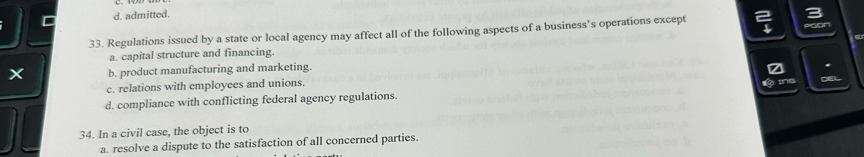 Solved d. ﻿admitted.33. ﻿Regulations issued by a state or | Chegg.com