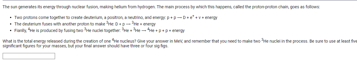 Solved The sun generates its energy through nuclear fusion, | Chegg.com
