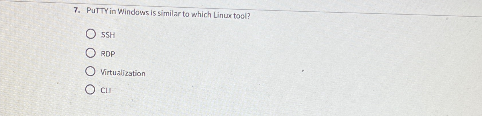 Solved PUTTY in Windows is similar to which Linux | Chegg.com