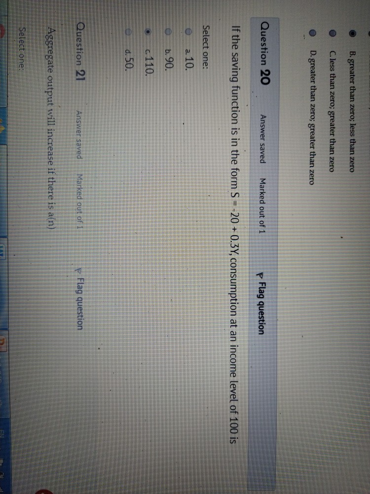 Solved B. greater than zero; less than zero C. less than | Chegg.com