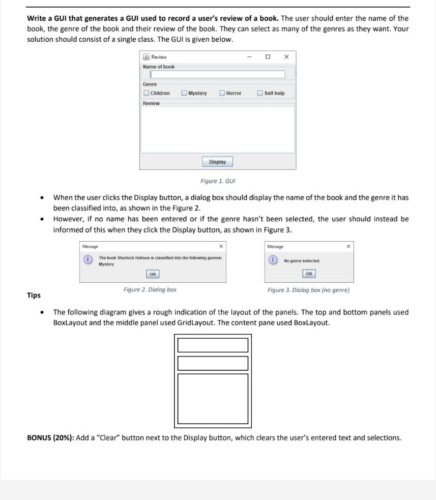 Solved Write a GUI that generates a GUI used to record a | Chegg.com