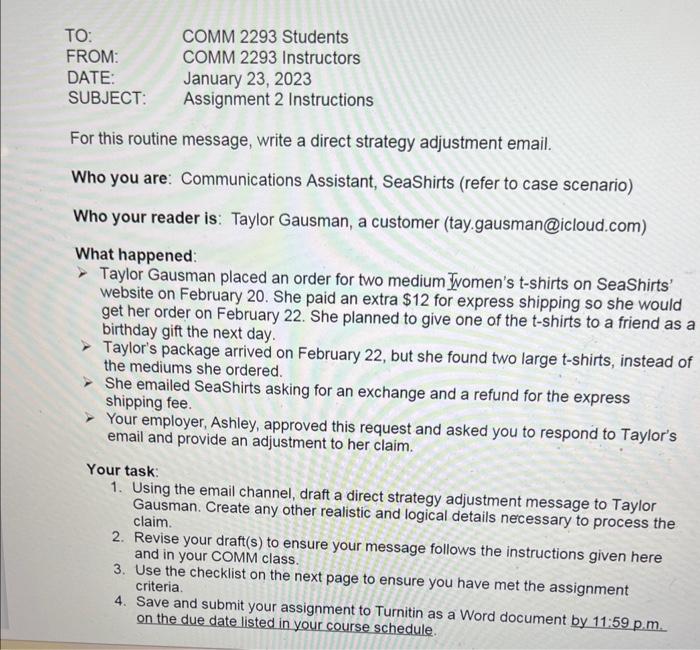 For this routine message, write a direct strategy | Chegg.com