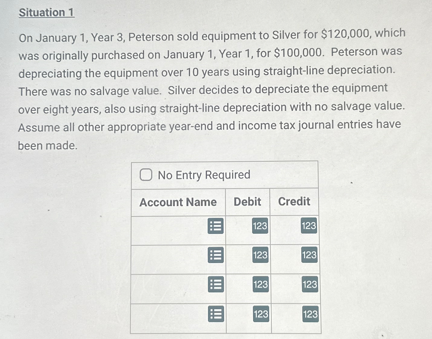 Solved Situation 1On January 1, ﻿Year 3, ﻿Peterson sold | Chegg.com