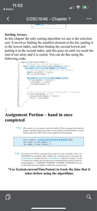 Solved Sorting Arrays In this chapter the only sorting | Chegg.com