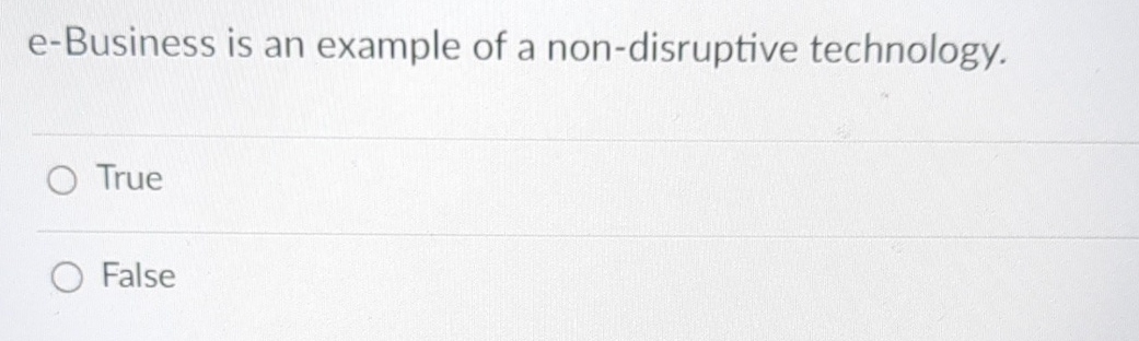 Solved e-Business is an example of a non-disruptive | Chegg.com