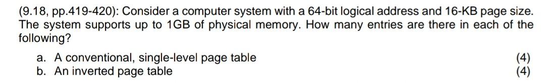 Solved Nb 64 Bit Logical Address And 16kb Page Sizeplease