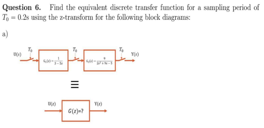 Solved Question 6. ﻿Find the equivalent discrete transfer | Chegg.com