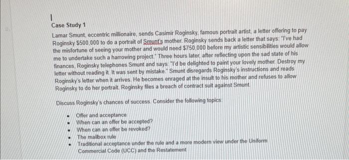 Solved Case Study 1 Lamar Smunt. eccentric millionaire, | Chegg.com