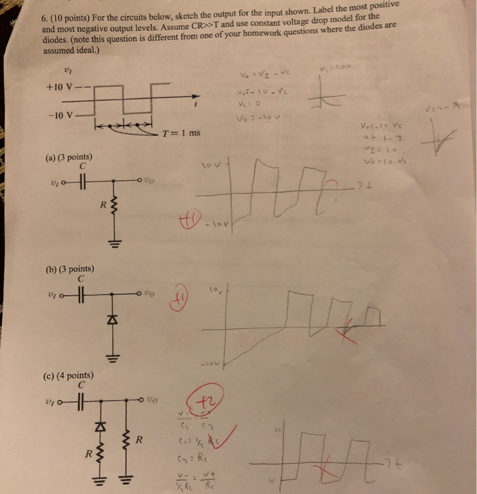 Solved 6. (10 points) For the circuits below, sketch the | Chegg.com