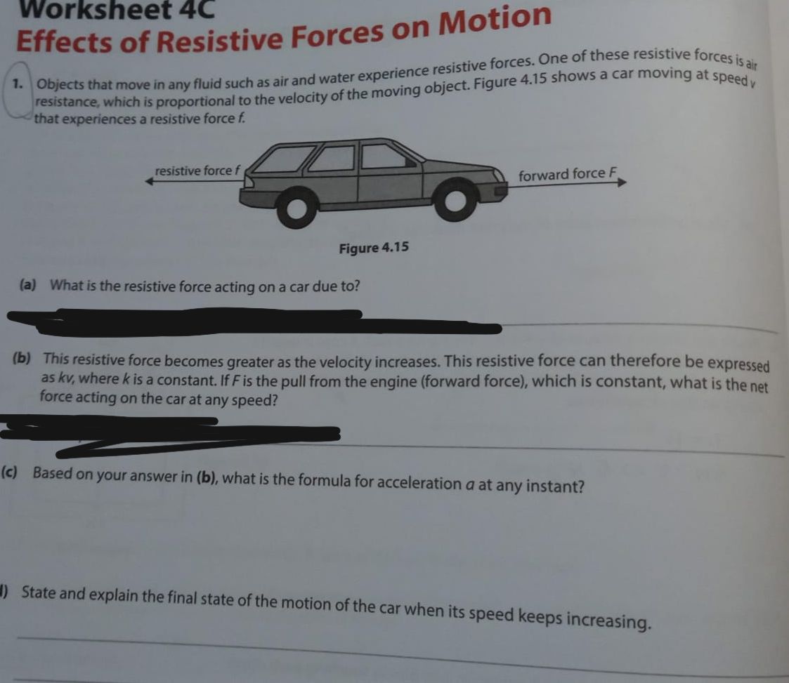 Solved Worksheet 4CEffects of Resistive Forces on | Chegg.com
