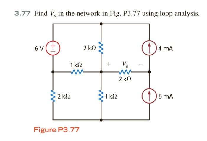 Solved 3.77 Find V. in the network in Fig. P3.77 using loop | Chegg.com