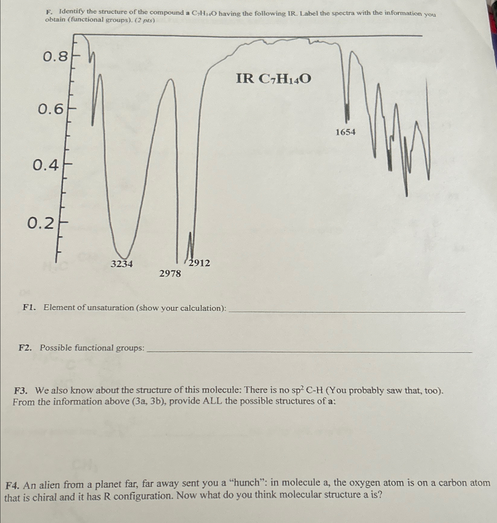 F. ﻿Identify the structure of the compound a C7H14O | Chegg.com
