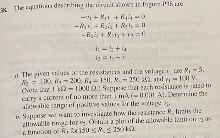 Solved 38. The equations describing the circuit shown in | Chegg.com