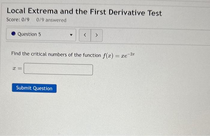 Solved Local Extrema and the First Derivative Test Score: | Chegg.com
