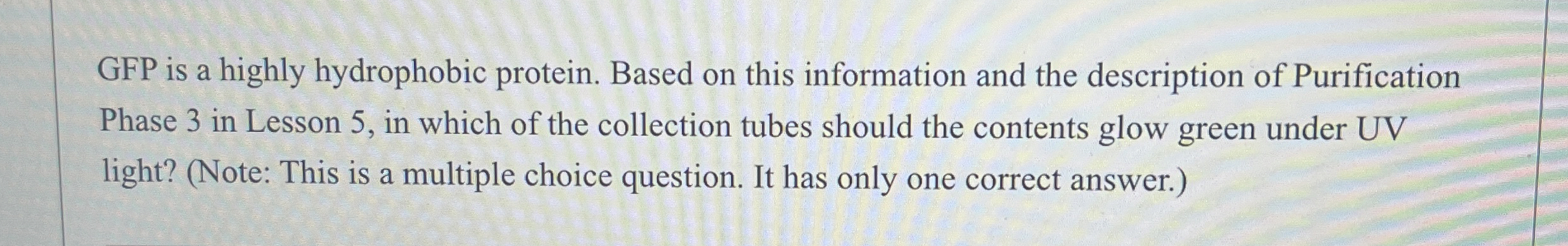 Solved GFP is a highly hydrophobic protein. Based on this | Chegg.com