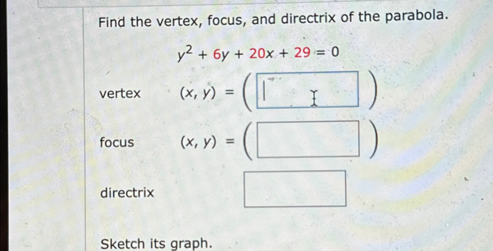 Solved Find the vertex, focus, and directrix of the | Chegg.com