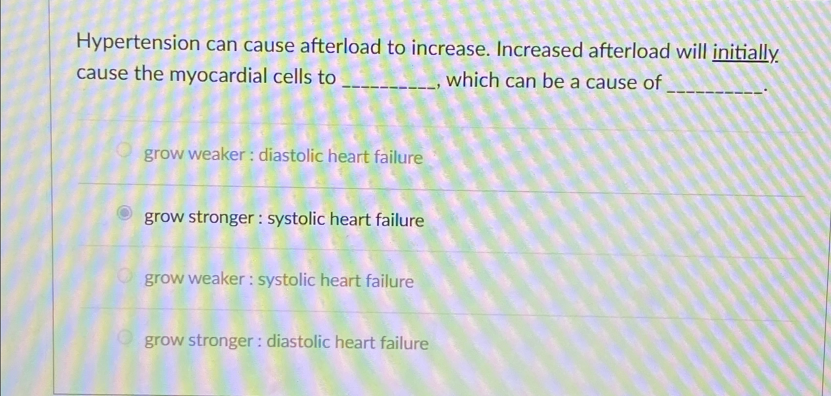 Hypertension can cause afterload to increase. | Chegg.com