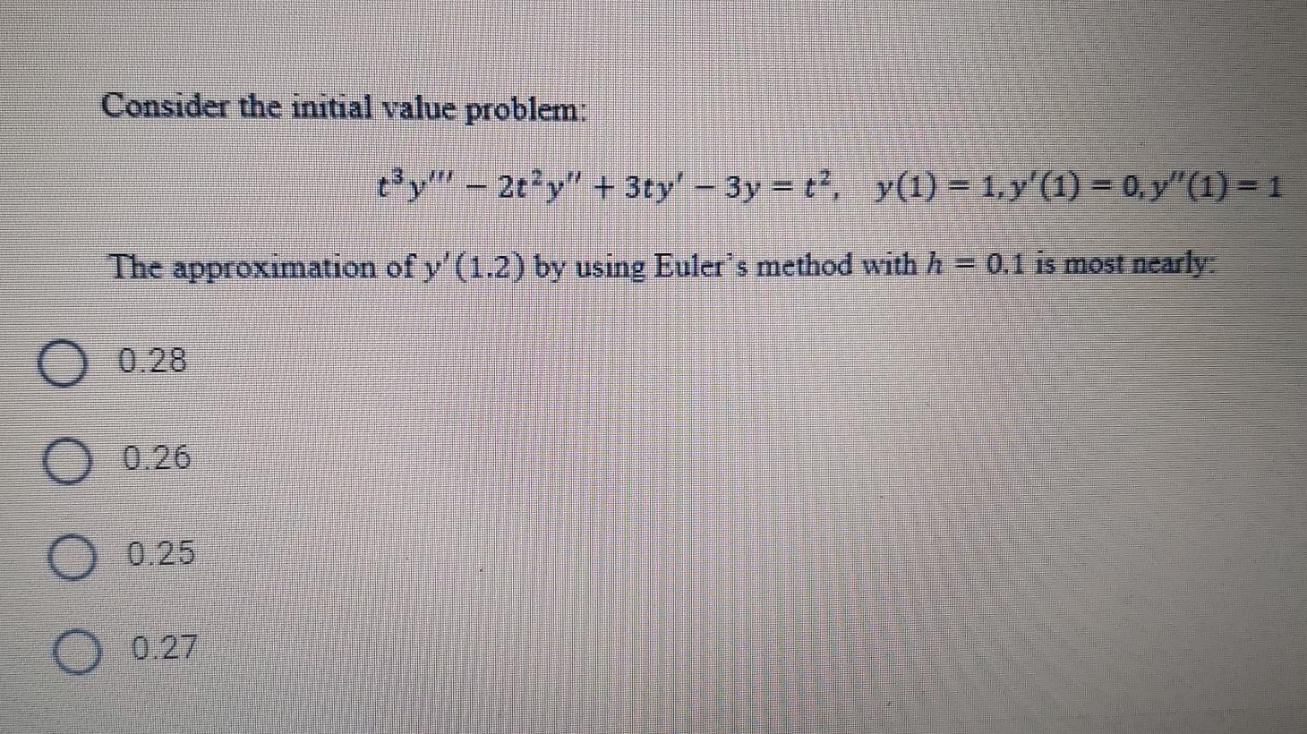Solved Consider the initial value problem: ty'" – 2tºy" + | Chegg.com