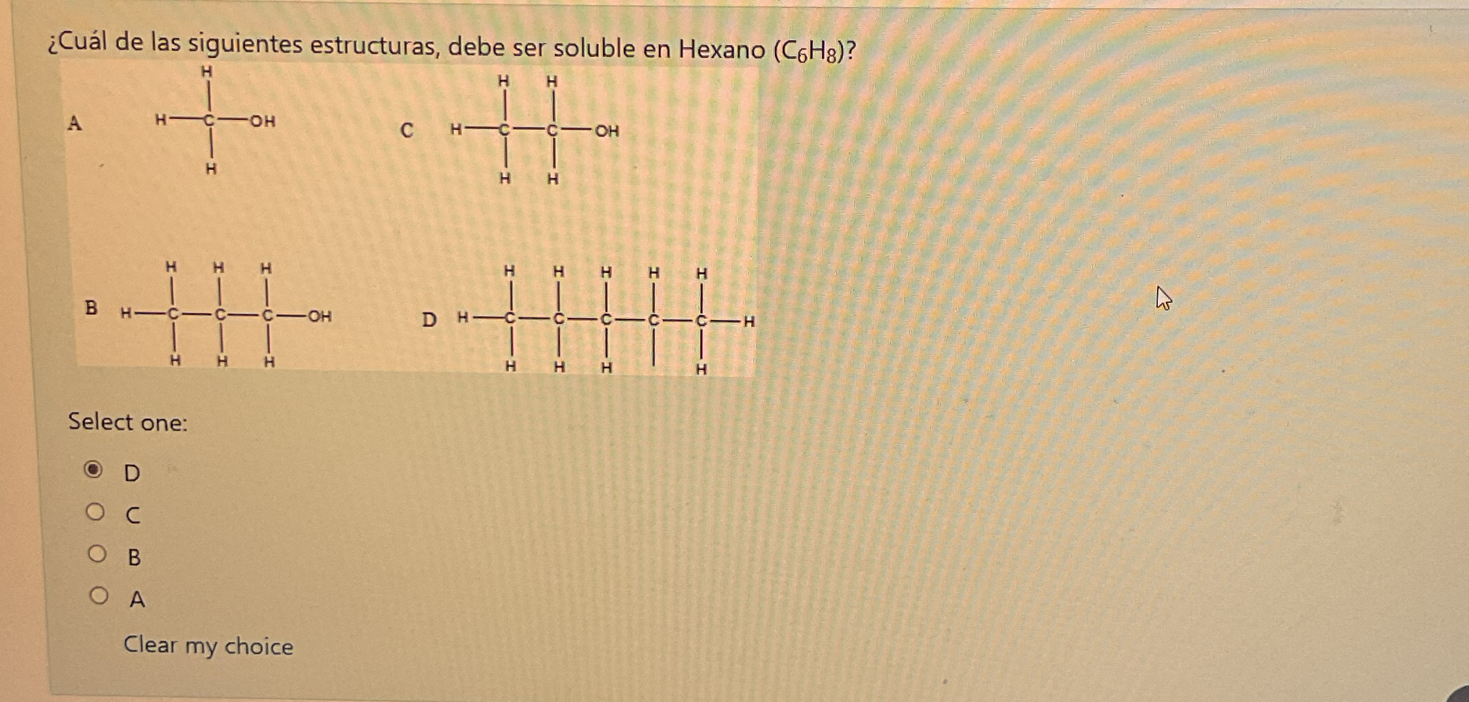 Solved ¿Cuál de las siguientes estructuras, debe ser soluble | Chegg.com