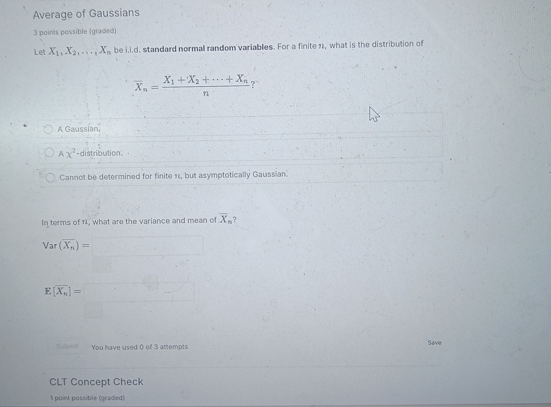 Average of Gaussians3 ﻿points possible (graded)Let | Chegg.com
