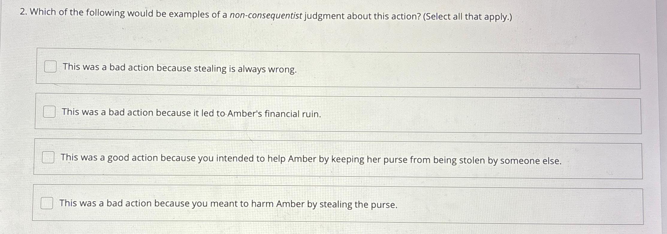 Solved Which of the following would be examples of a | Chegg.com