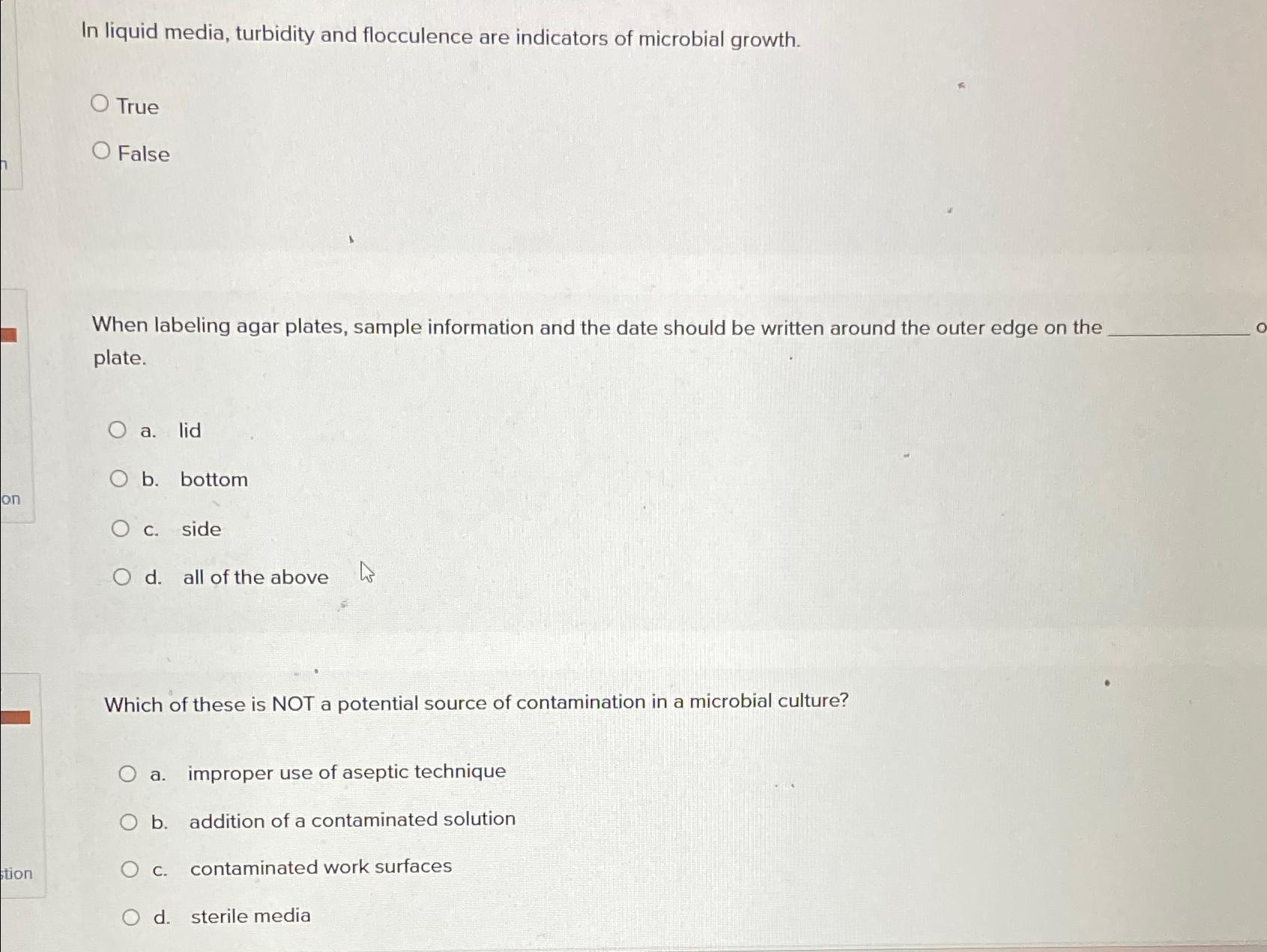 Solved In liquid media, turbidity and flocculence are | Chegg.com