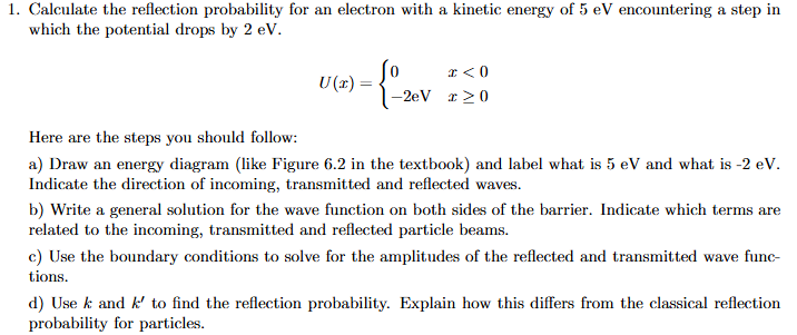 Calculate the reflection probability for an electron | Chegg.com