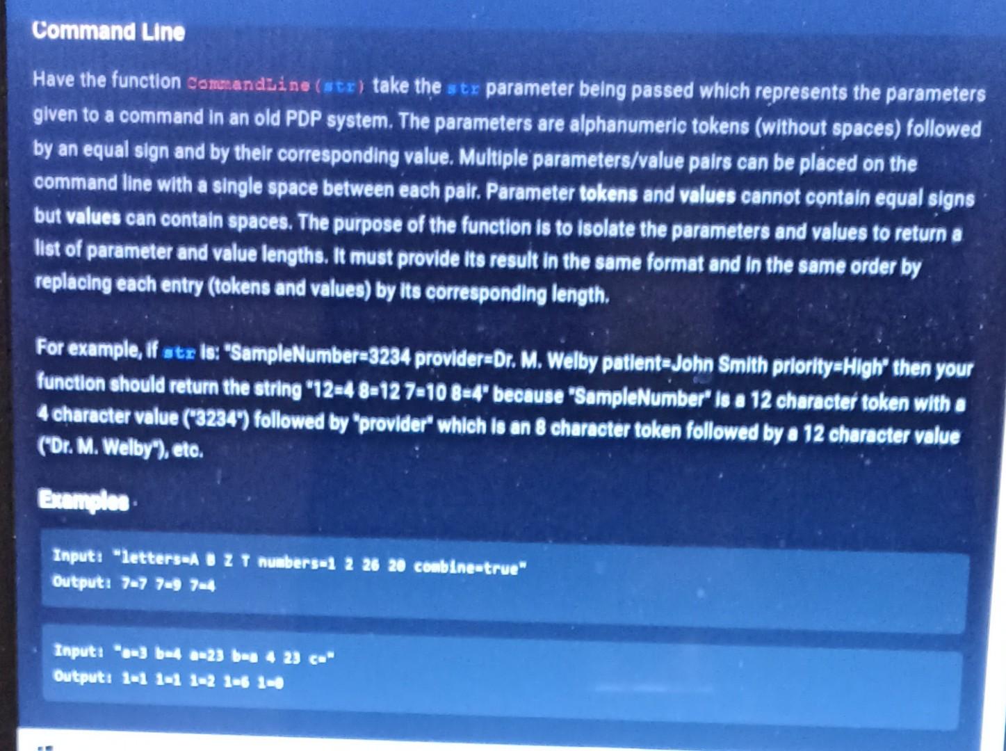 Solved Command Line Have the function Combandzine (str) take | Chegg.com