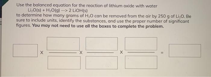 Solved Use the balanced equation for the reaction of lithium | Chegg.com