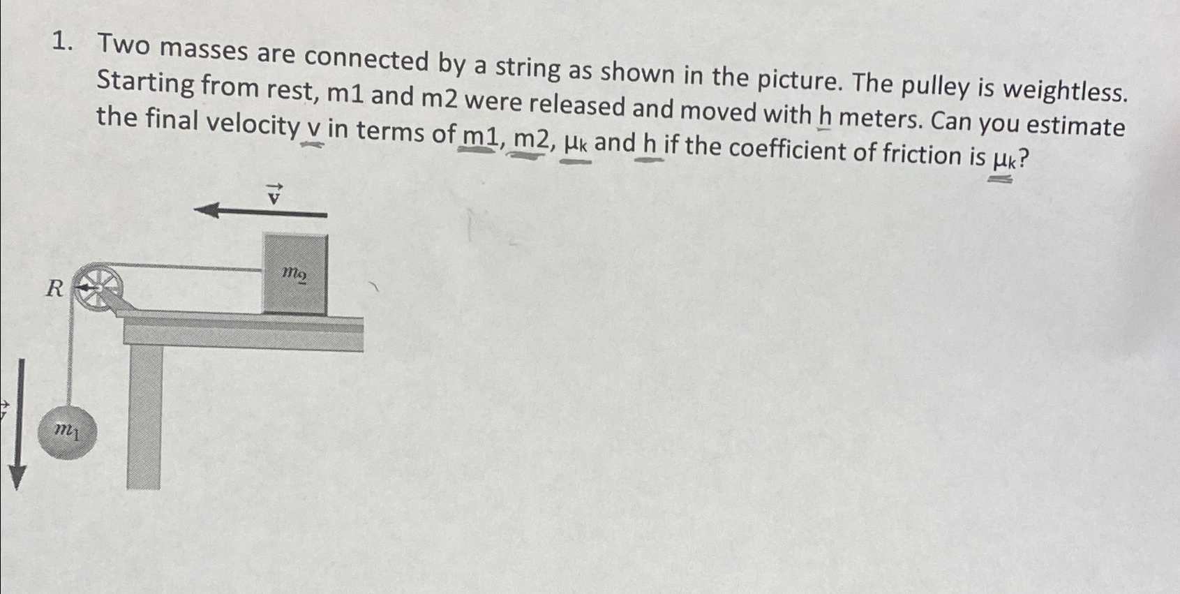 Solved Two masses are connected by a string as shown in the | Chegg.com