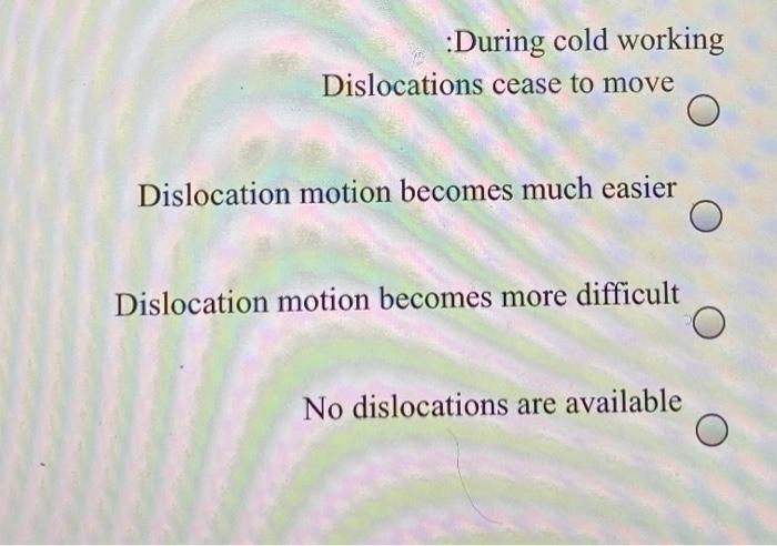 Solved During cold working Dislocations cease to move | Chegg.com