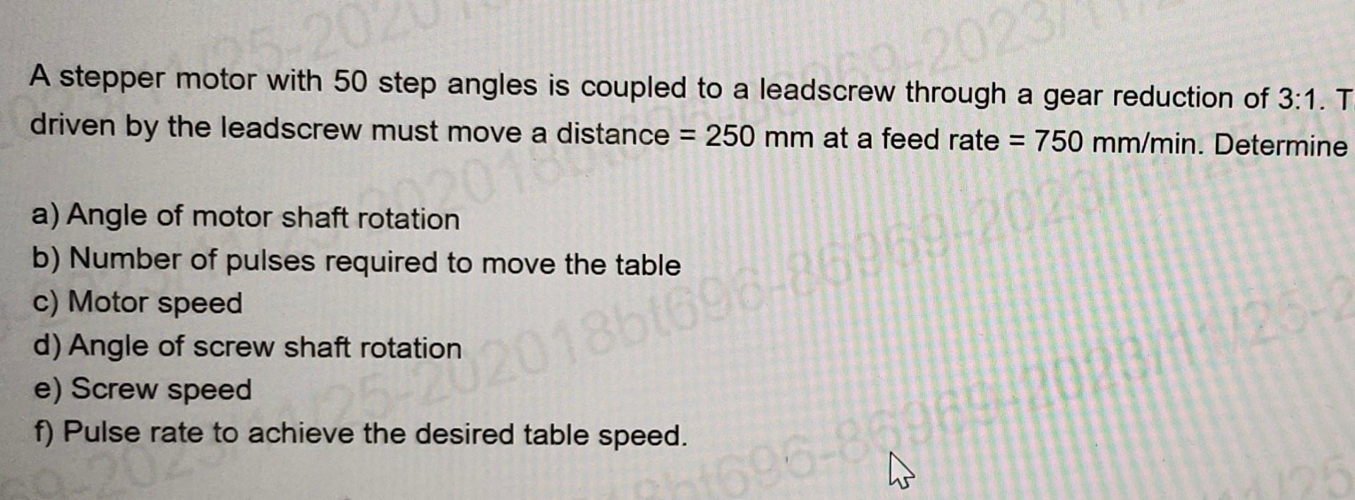 Solved A stepper motor with 50 step angles is coupled to a | Chegg.com