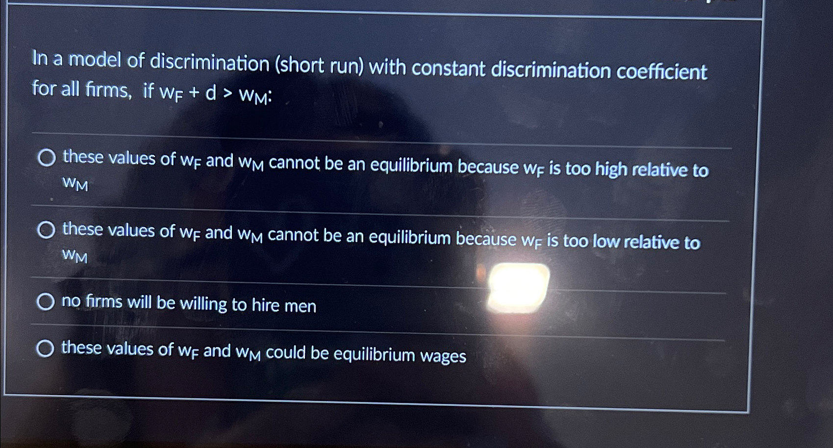Solved In a model of discrimination (short run) ﻿with | Chegg.com