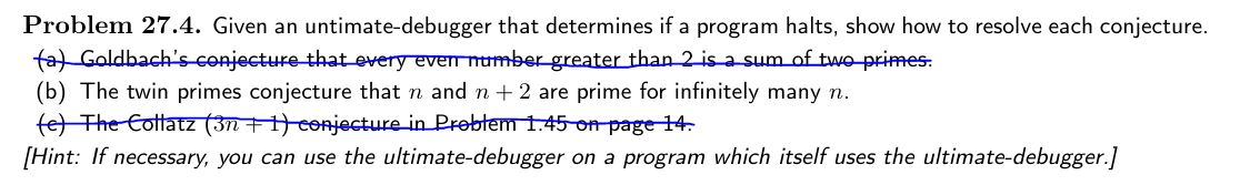 Solved Problem 27.4. ﻿Given an untimate-debugger that | Chegg.com