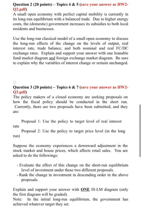 Solved Question 2 (20 points) - Topics 4 \& 5 (save your | Chegg.com