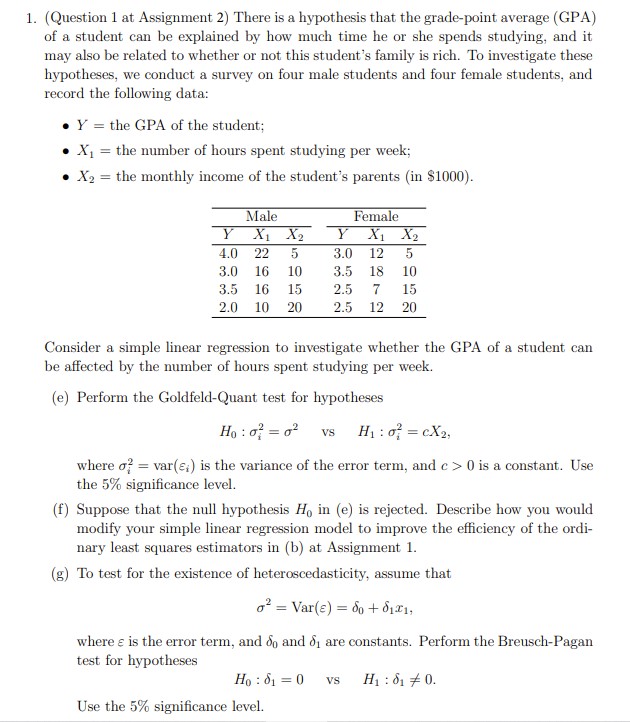 Solved (Question 1 ﻿at Assignment 2) ﻿There is a hypothesis | Chegg.com