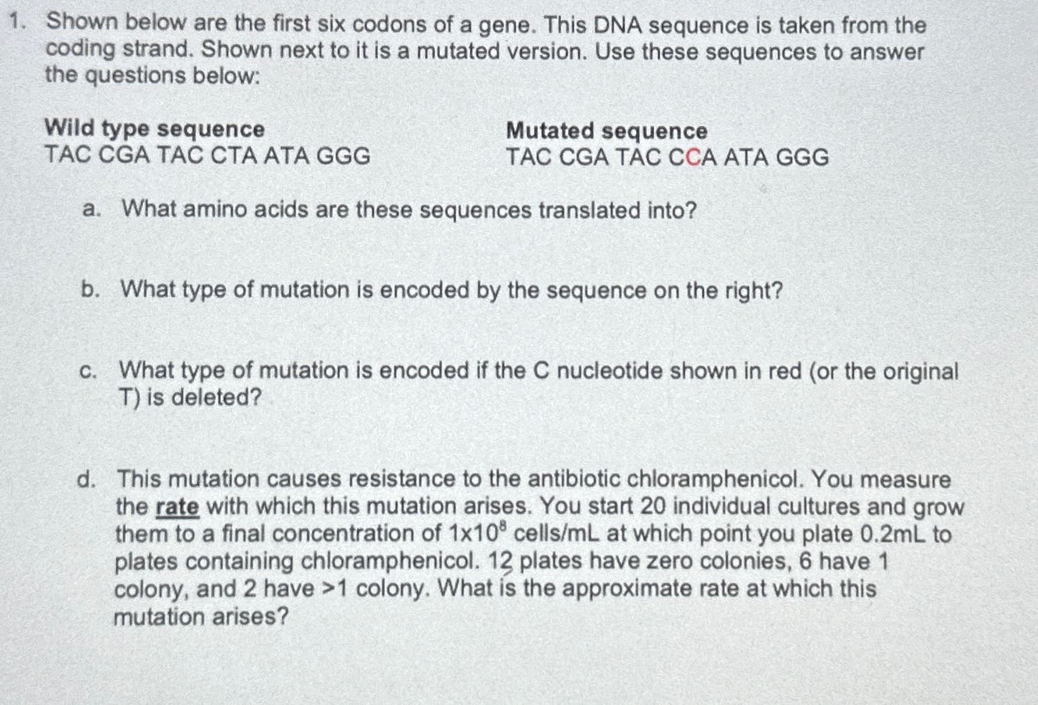 Solved Shown below are the first six codons of a gene. This | Chegg.com