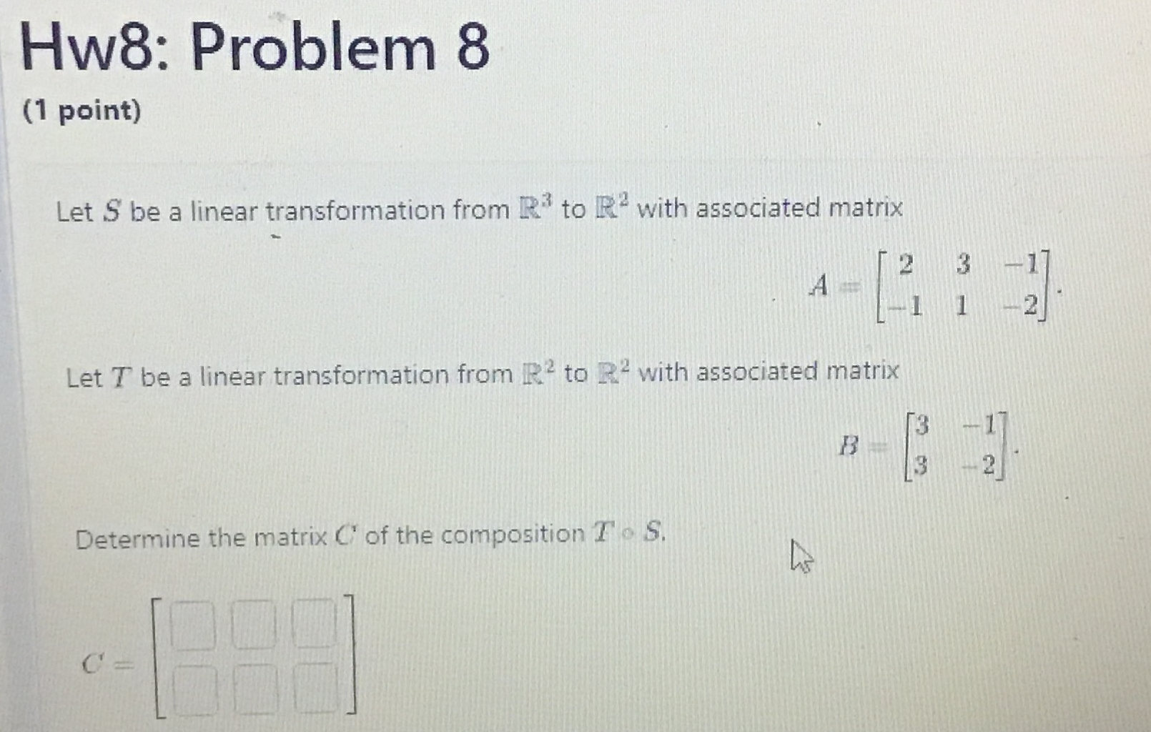 Solved Hw8: Problem 8(1 ﻿point)Let S ﻿be a linear | Chegg.com
