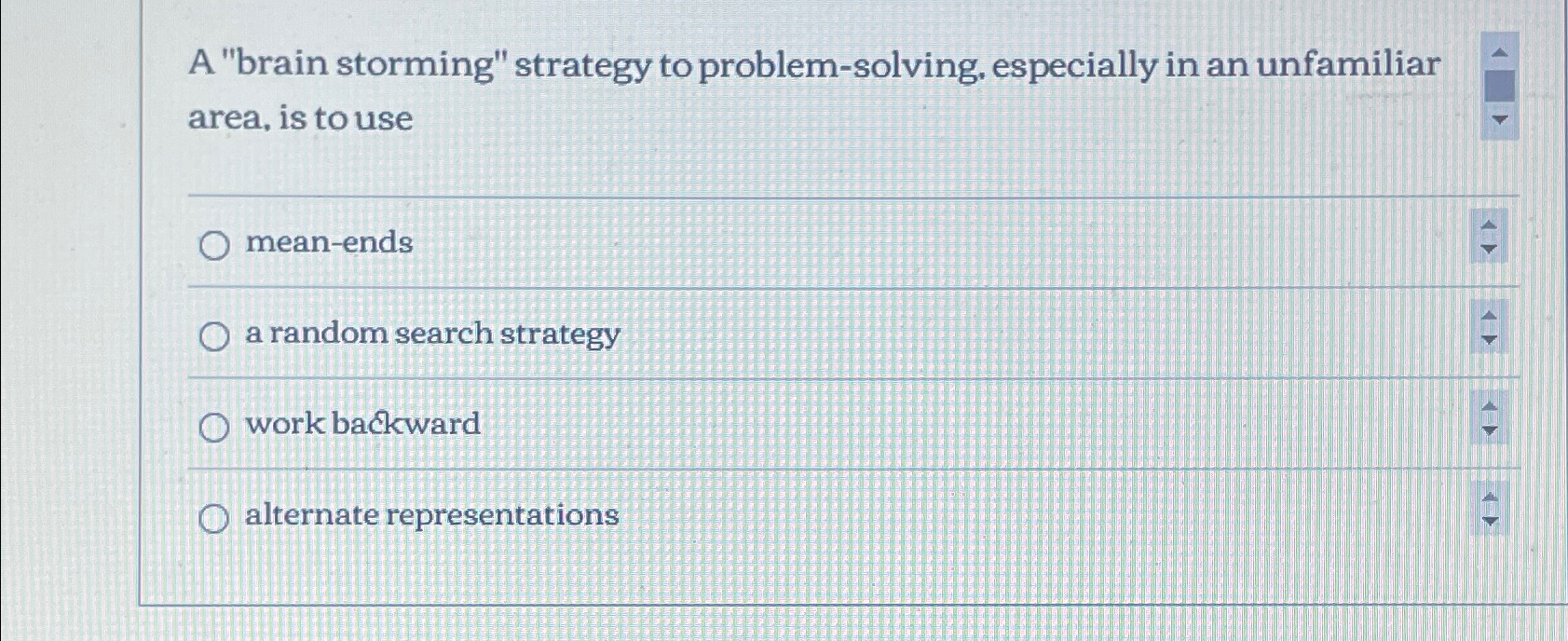 Solved A "brain storming" strategy to problem-solving, | Chegg.com