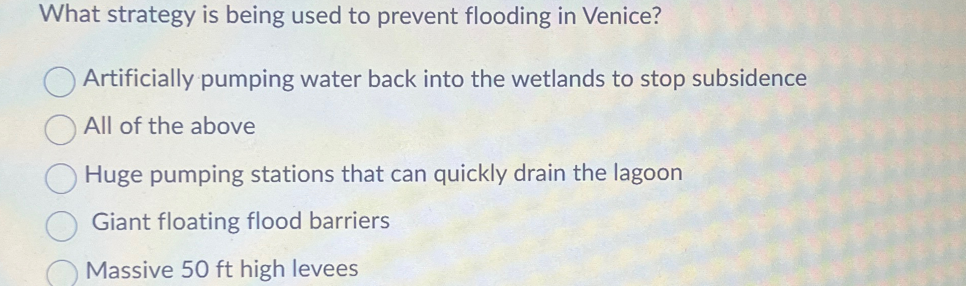 Solved What strategy is being used to prevent flooding in | Chegg.com
