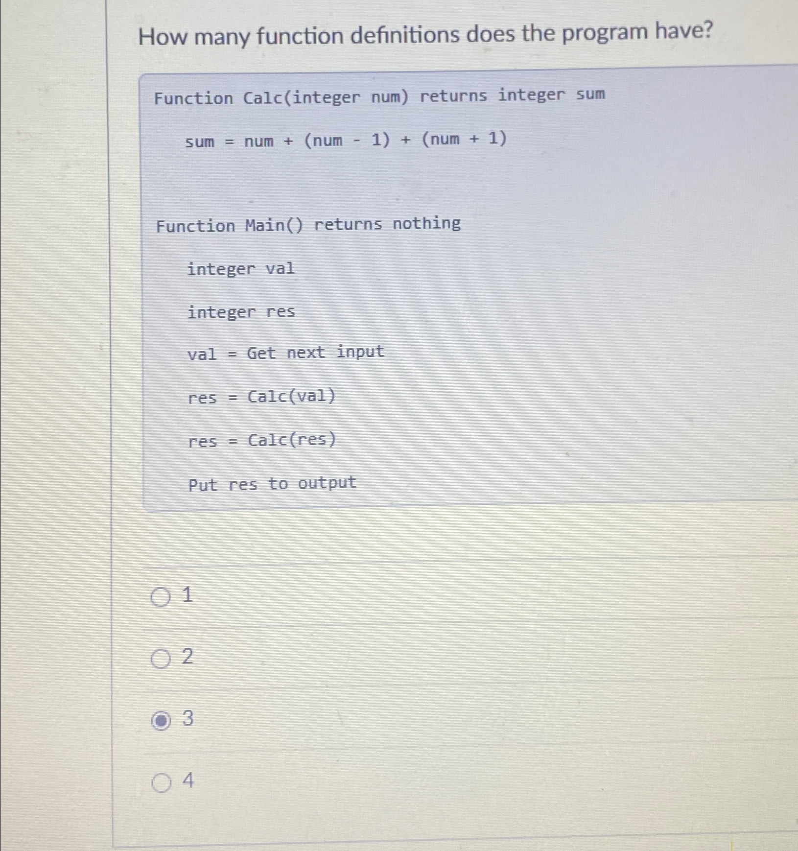 How Many Function Definitions Does The Program