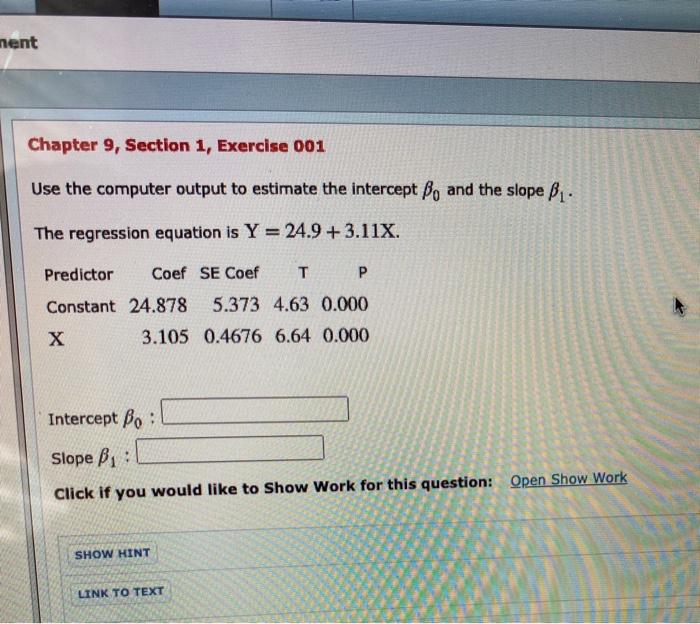 Solved nent Chapter 9, Section 1, Exercise 001 Use the | Chegg.com
