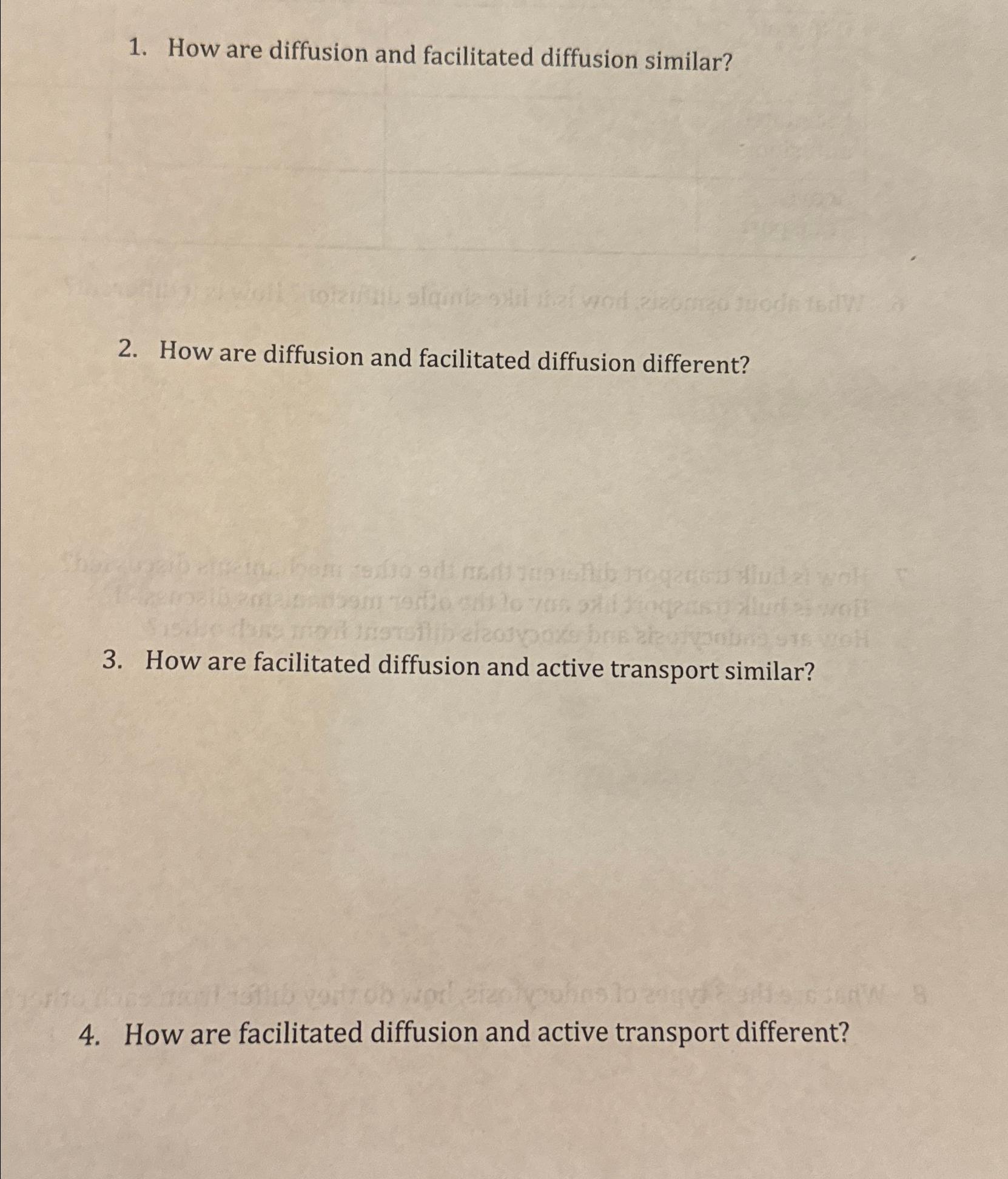 Solved How are diffusion and facilitated diffusion | Chegg.com