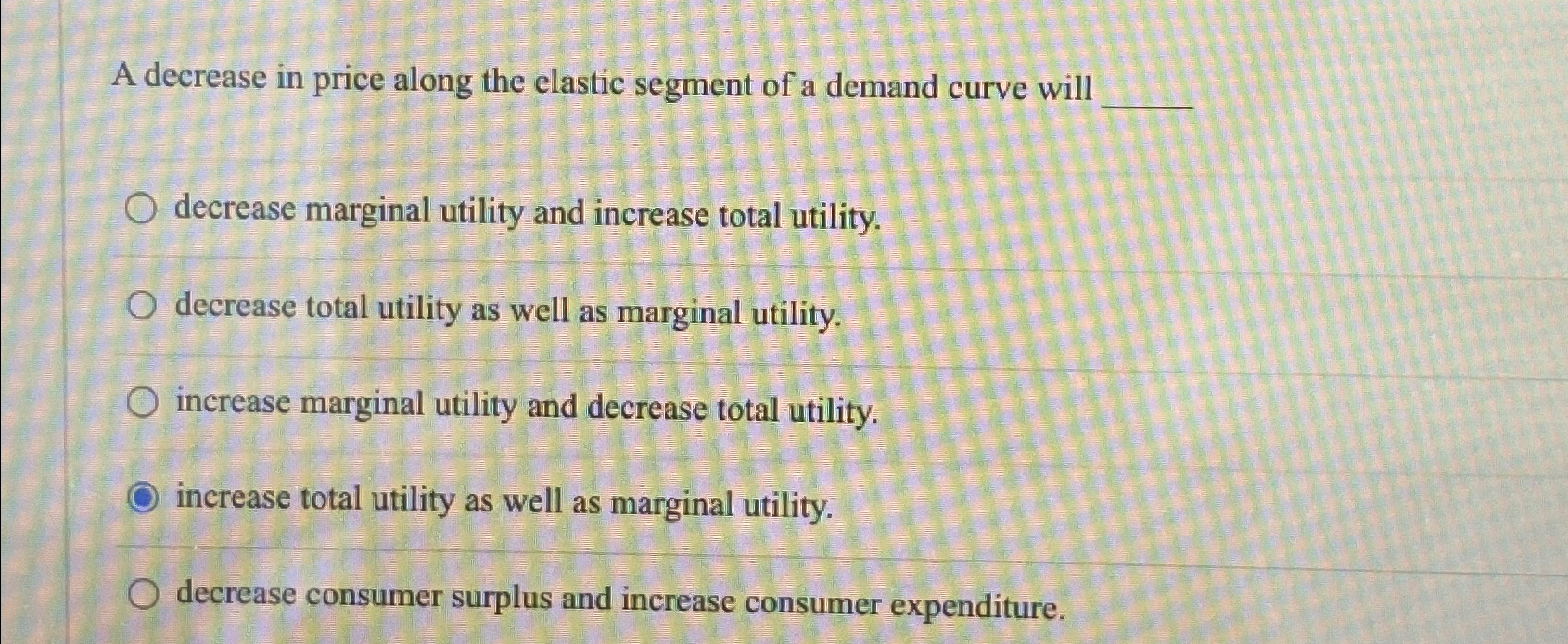 Solved A decrease in price along the elastic segment of a | Chegg.com