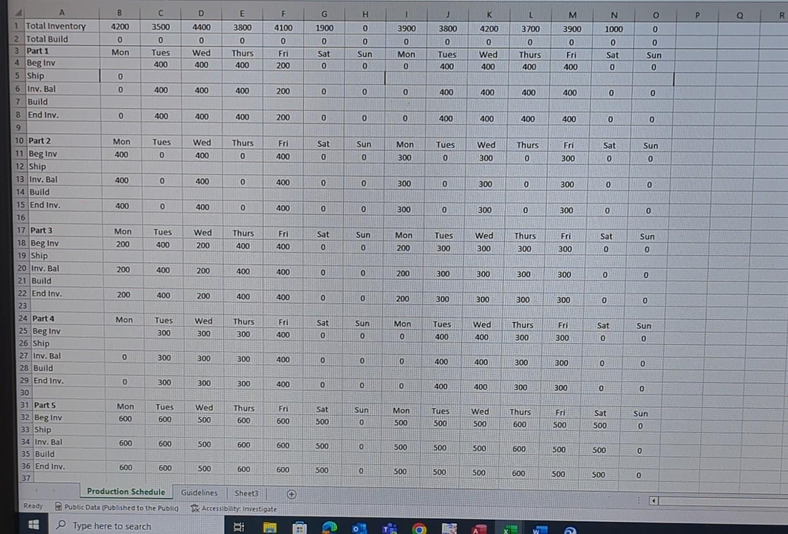 Solved Production Schedule Guidelines Sheet3 Production | Chegg.com