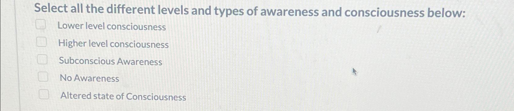 Solved Select all the different levels and types of | Chegg.com