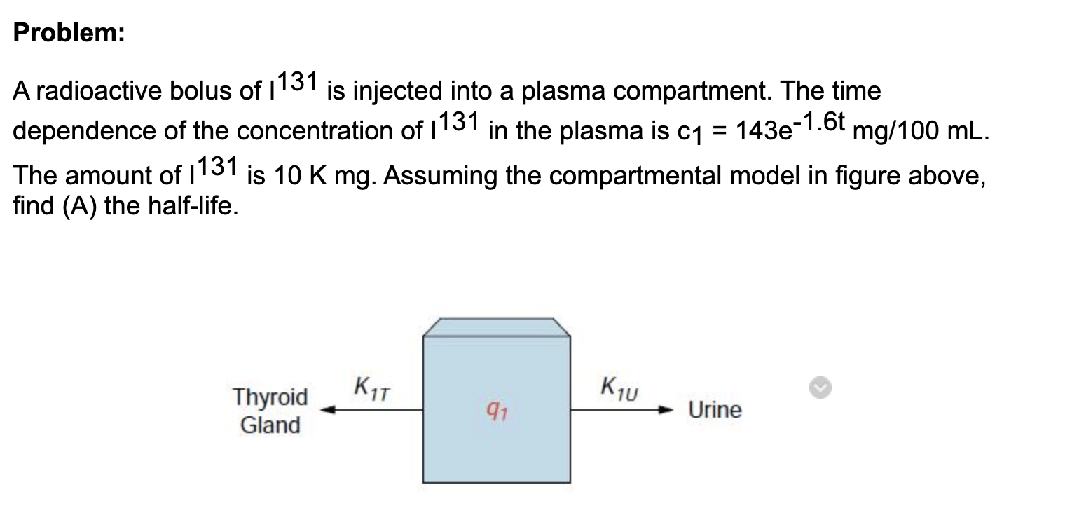 Solved Problem:A radioactive bolus of I131 ﻿is injected into | Chegg.com
