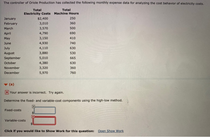 Solved The controller of Oriole Production has collected the | Chegg.com