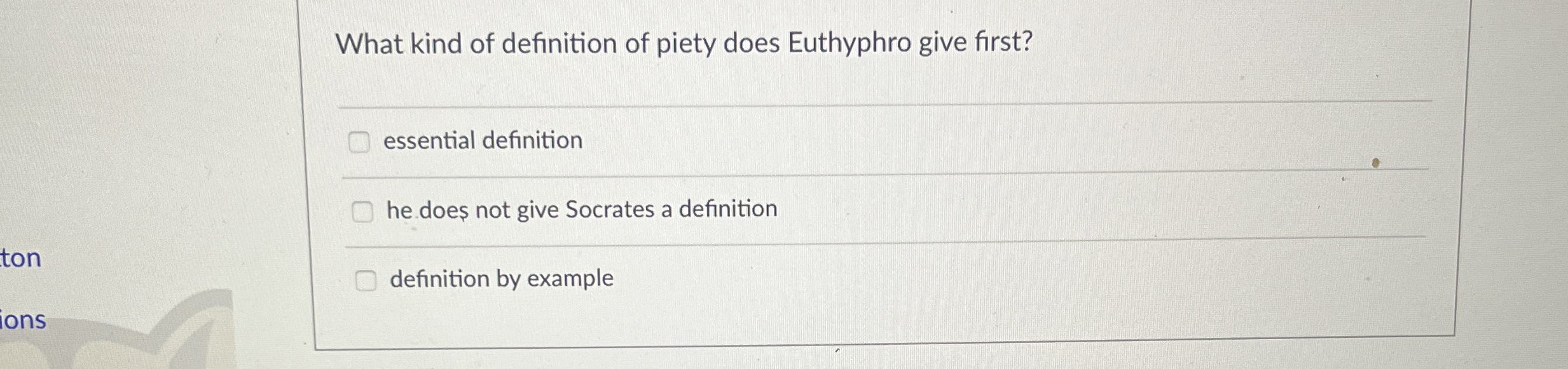 Solved What kind of definition of piety does Euthyphro give | Chegg.com