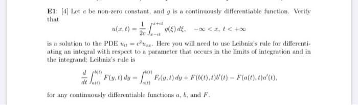 Solved E1: [4) Let c be non-zero constant, and g is a | Chegg.com
